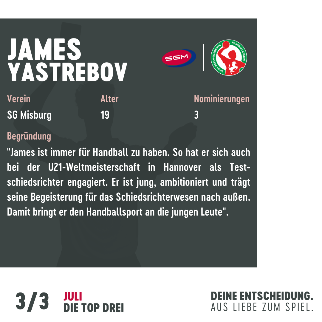 Die Top Drei: Kormann, Mewes und Yastrebov stehen zur Abstimmung - Handballverband Niedersachsen ...